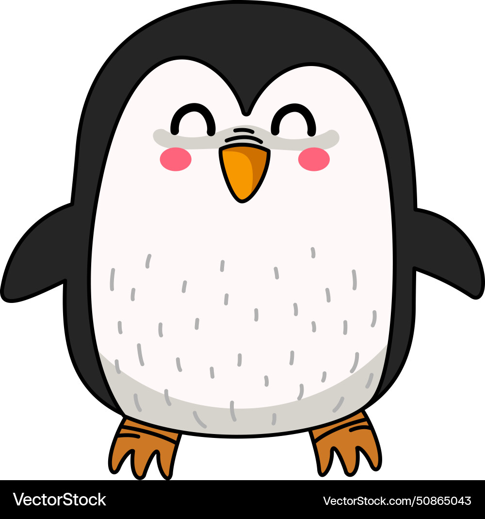 Colorful penguin outline white on background Vector Image