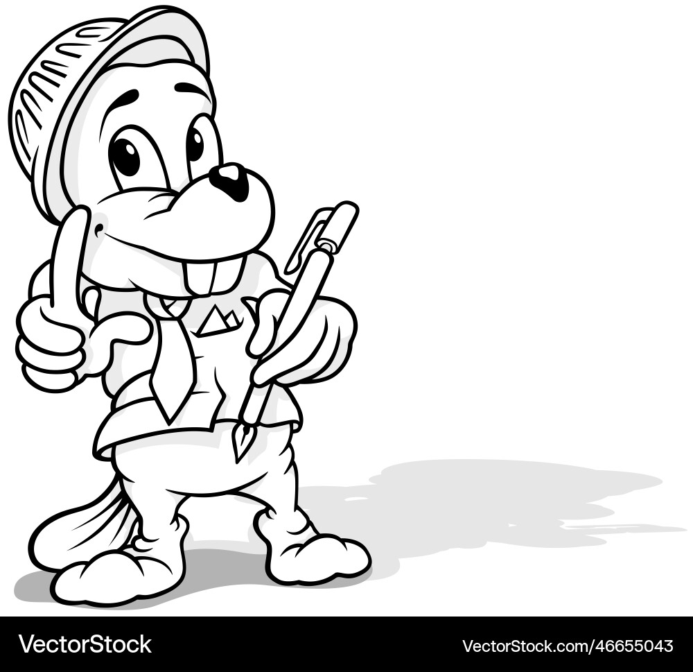 Drawing of a standing beaver Royalty Free Vector Image