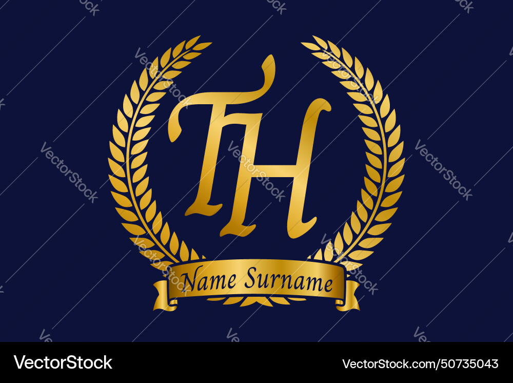 Initial letter t and h th monogram logo design Vector Image