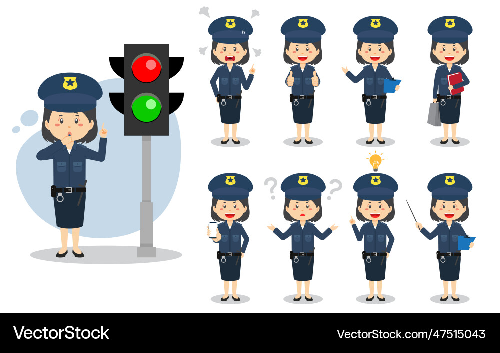 Police character with various activities Vector Image