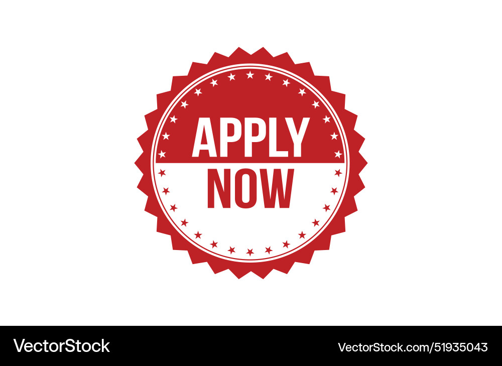 Red banner apply now on white background Vector Image