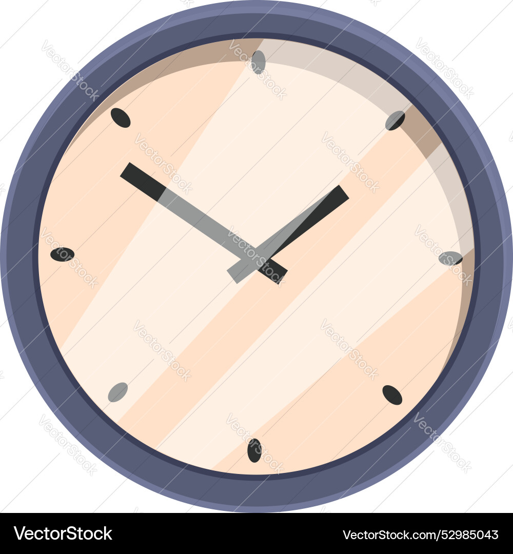 Round wall clock telling time with hour and minute