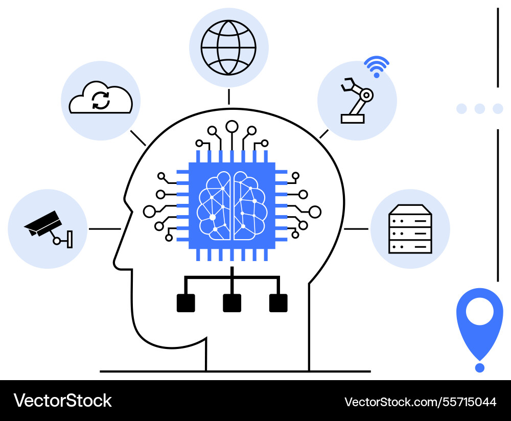 Artificial intelligence integration with cloud Vector Image
