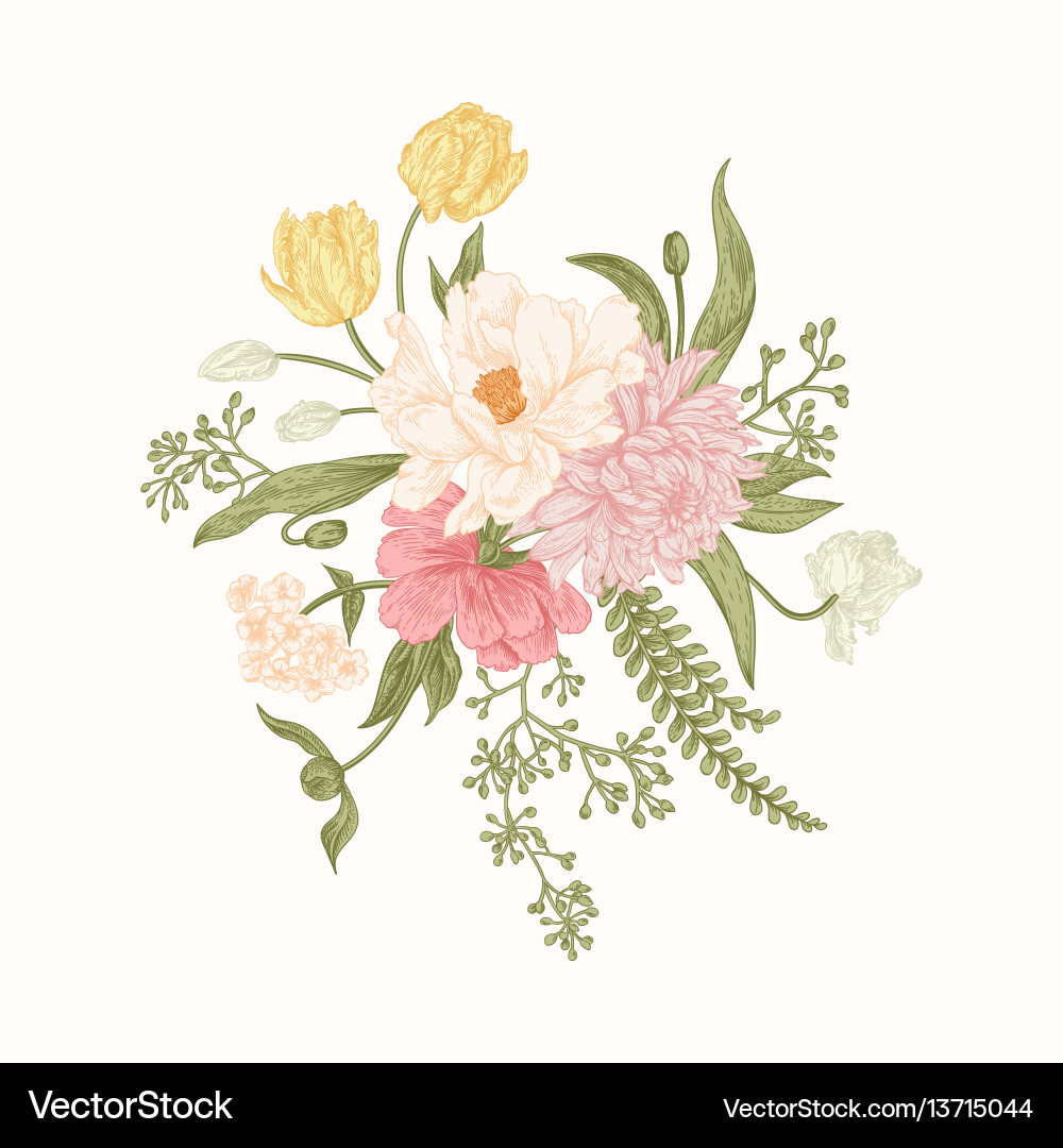 Bouquet of spring flowers Royalty Free Vector Image