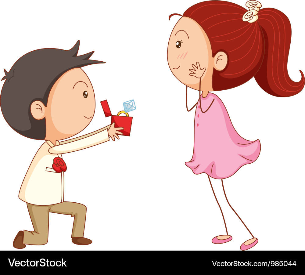 Cartoon marriage proposal Royalty Free Vector Image
