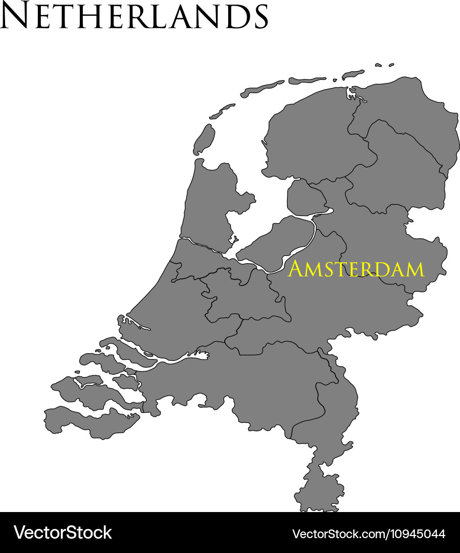 Contour map of netherlands 01 Royalty Free Vector Image