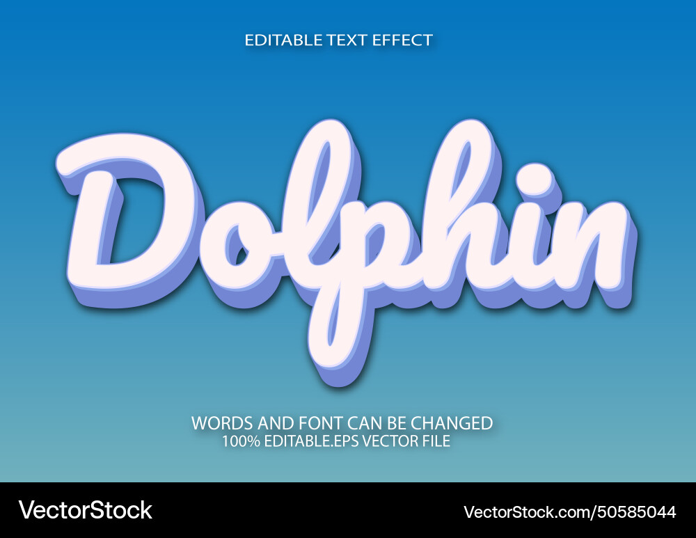 Dolphin editable text effect cartoon style Vector Image
