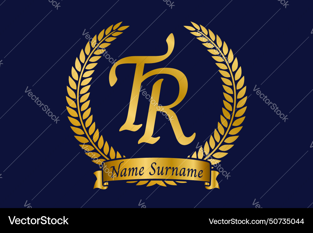 Initial letter t and r tr monogram logo design Vector Image