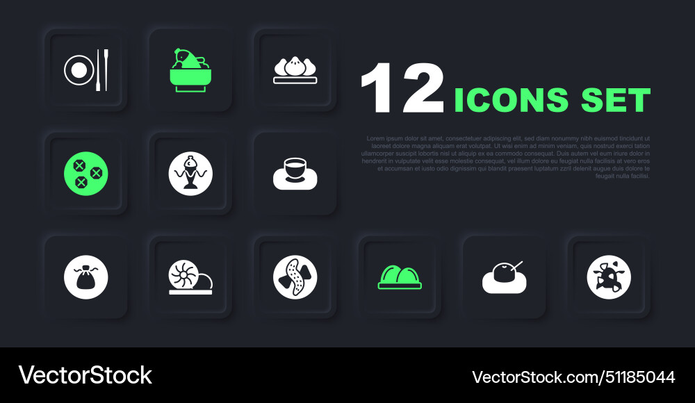 Set mochi served fish on plate Royalty Free Vector Image