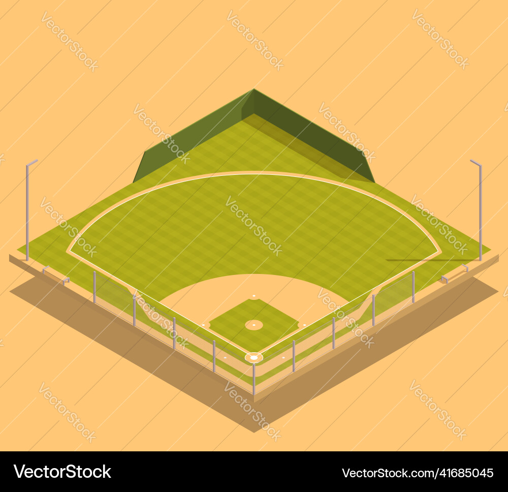 Baseball field isometric composition Royalty Free Vector