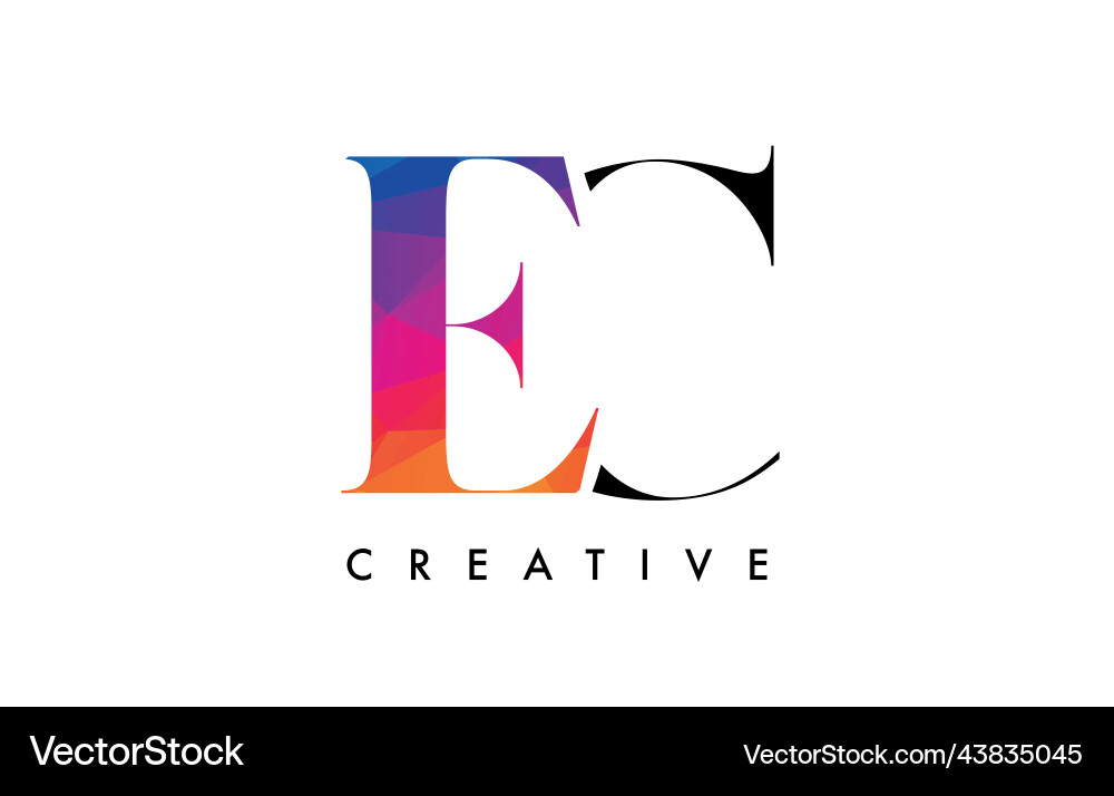 Ec letter design with creative cut and colorful Vector Image