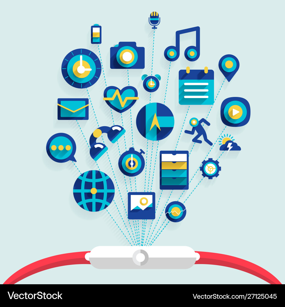 Flat design concept smart watch Royalty Free Vector Image