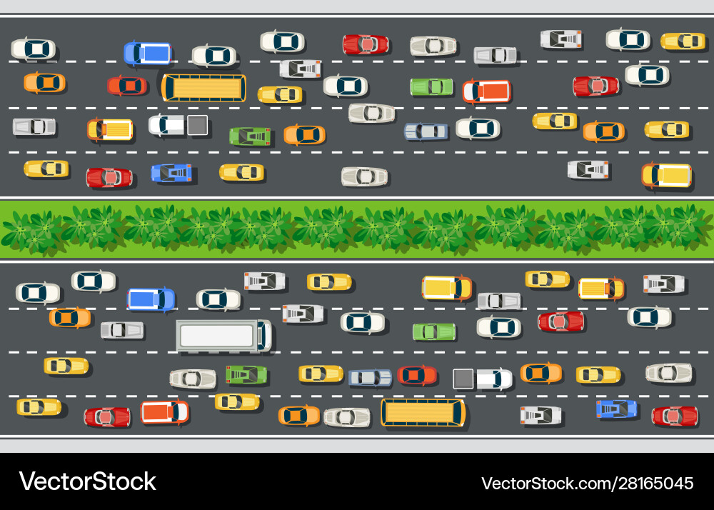 Road top view with highways many different Vector Image