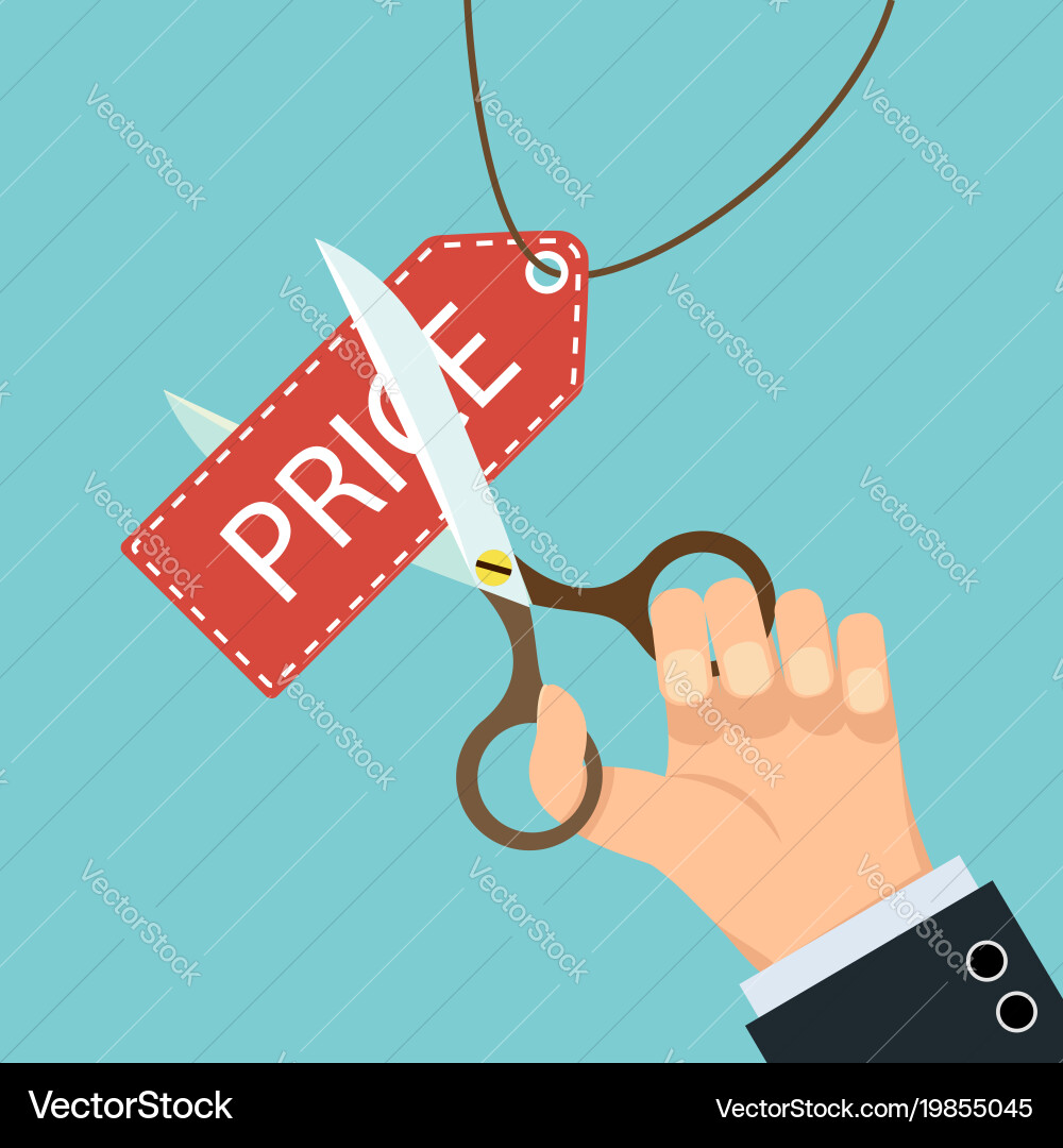 Scissors cut the price tag Royalty Free Vector Image