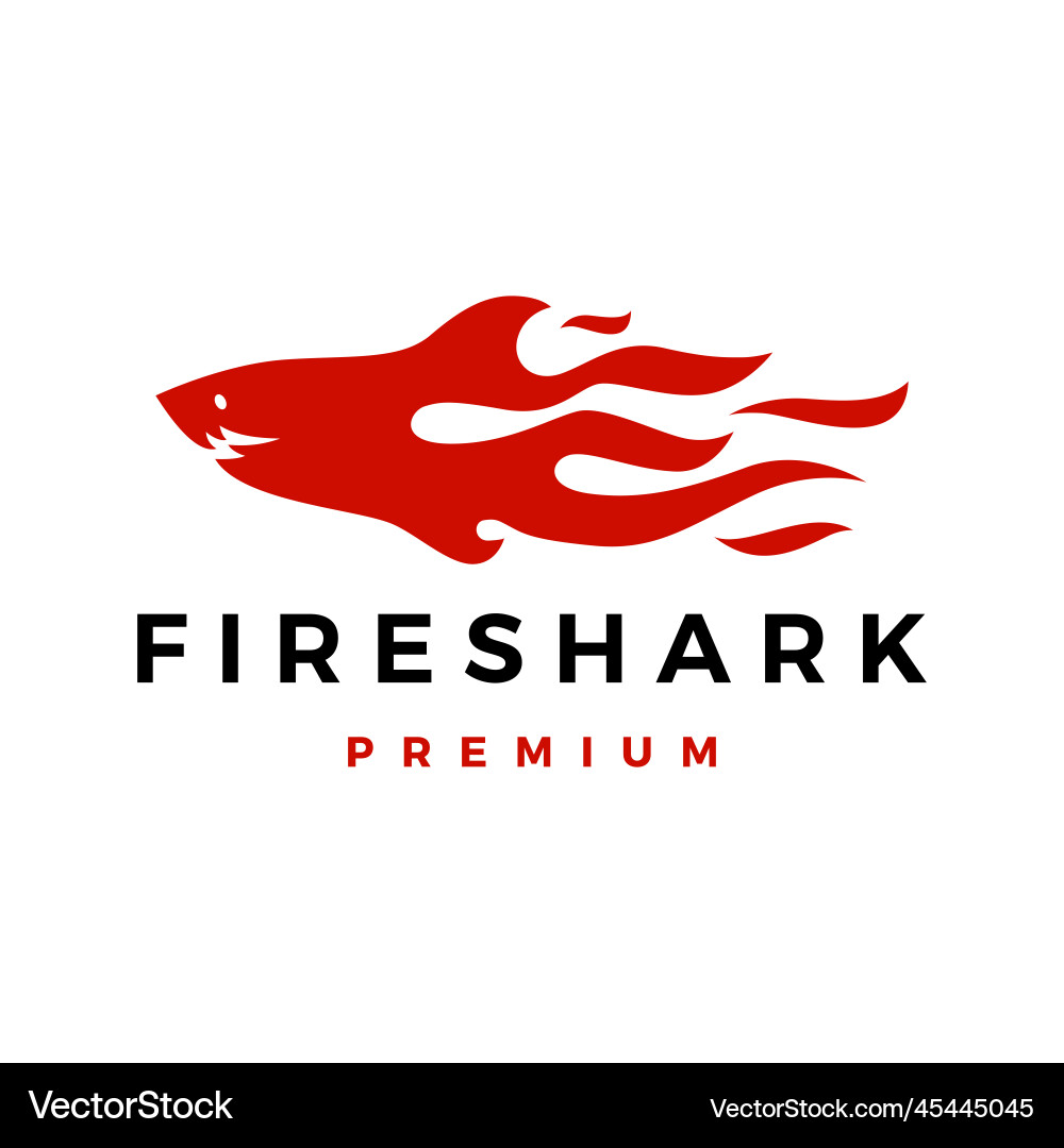 Shark fire flame logo icon Royalty Free Vector Image