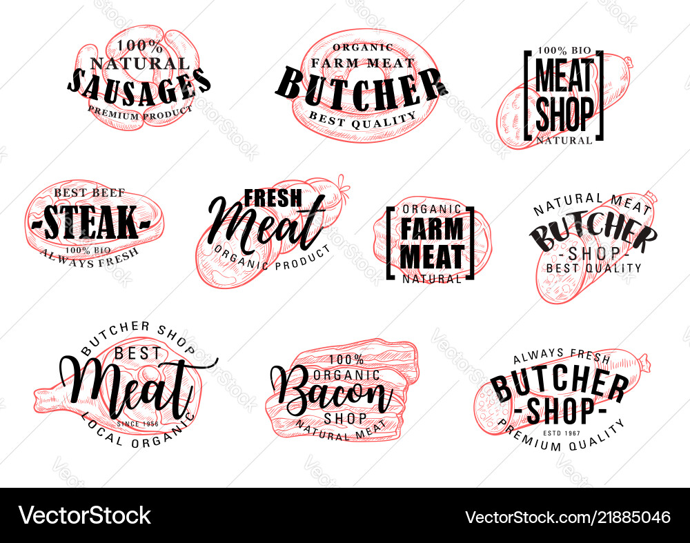 Butcher Shop Meat Lettering Royalty Free Vector Image