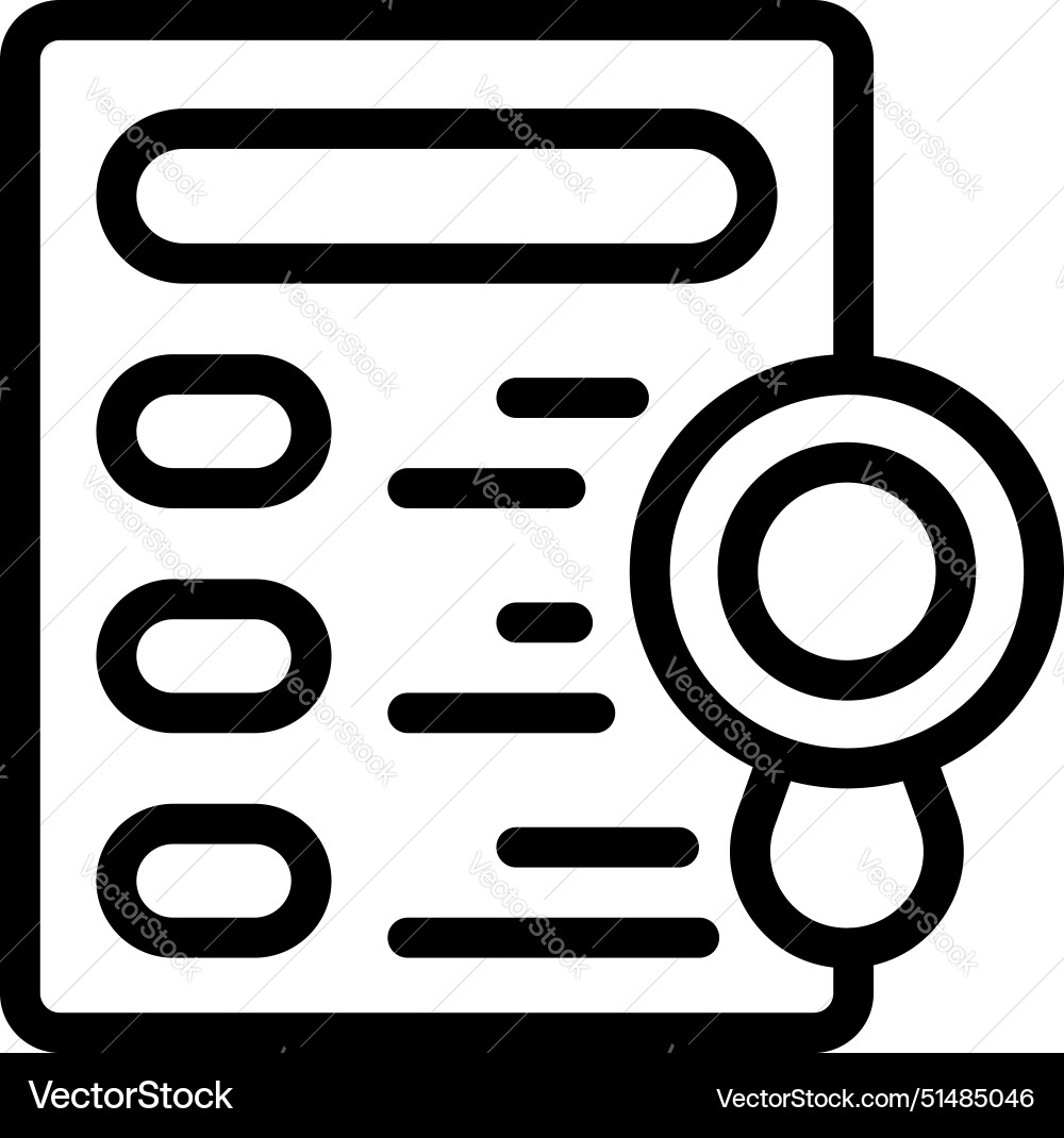 Checklist icon with magnifying glass line art Vector Image