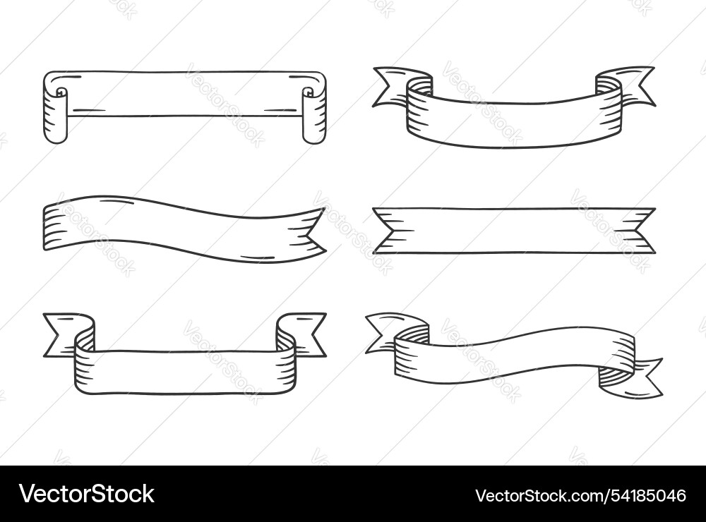 Hand drawn ribbons Royalty Free Vector Image - VectorStock