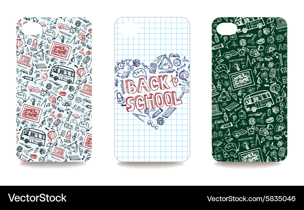 Mobile phone cover back setback to school Vector Image