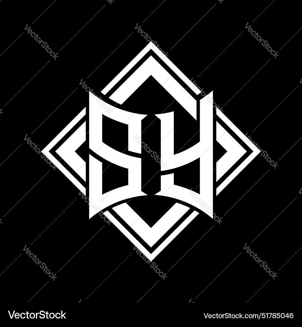 Sy letter logo abstract shield shape with square Vector Image