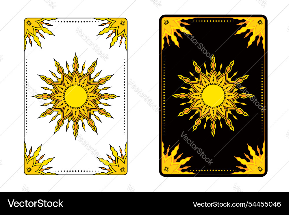 Tarot card sun in different design variations Vector Image