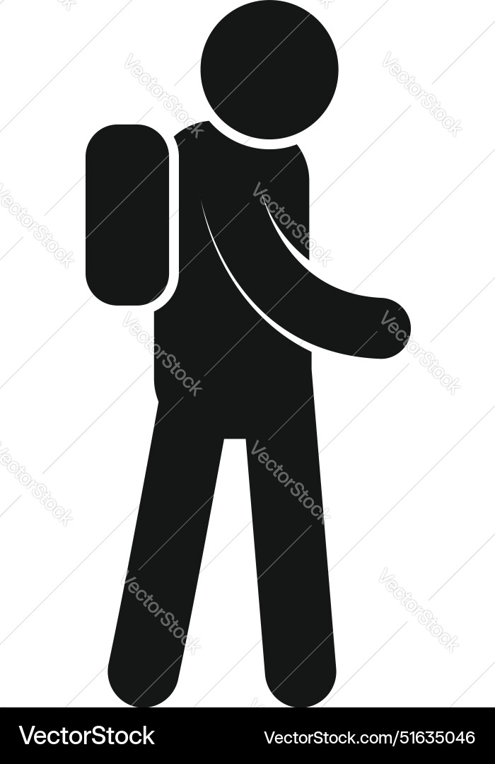 Young person walking and carrying a backpack icon Vector Image