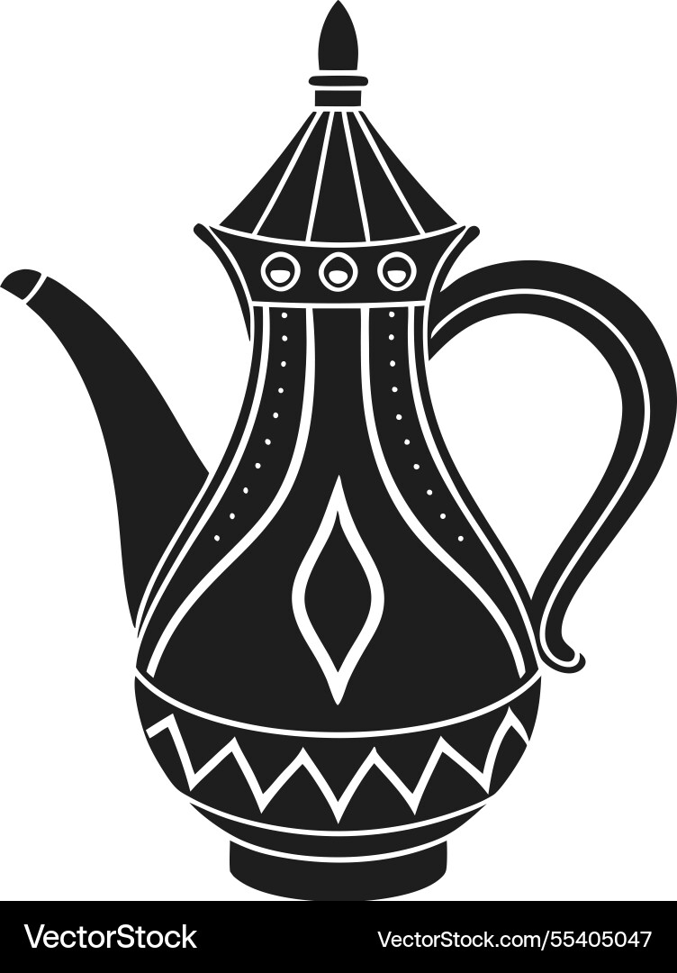 Arabic coffee pot dallah silhouette - traditional Vector Image