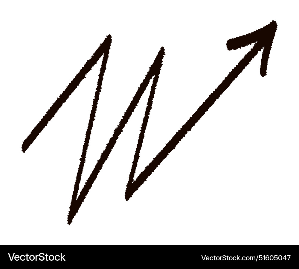 Black zigzag arrow pointing upwards Royalty Free Vector