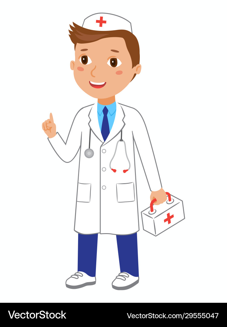 Cartoon kid doctor character Royalty Free Vector Image