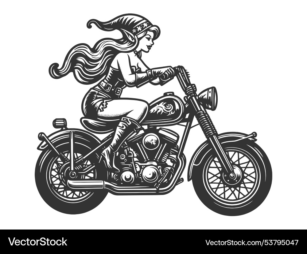 Elf riding a motorcycle Royalty Free Vector Image