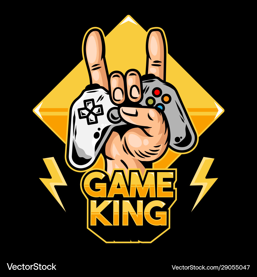 Hand game king which keep modern gamepad Vector Image