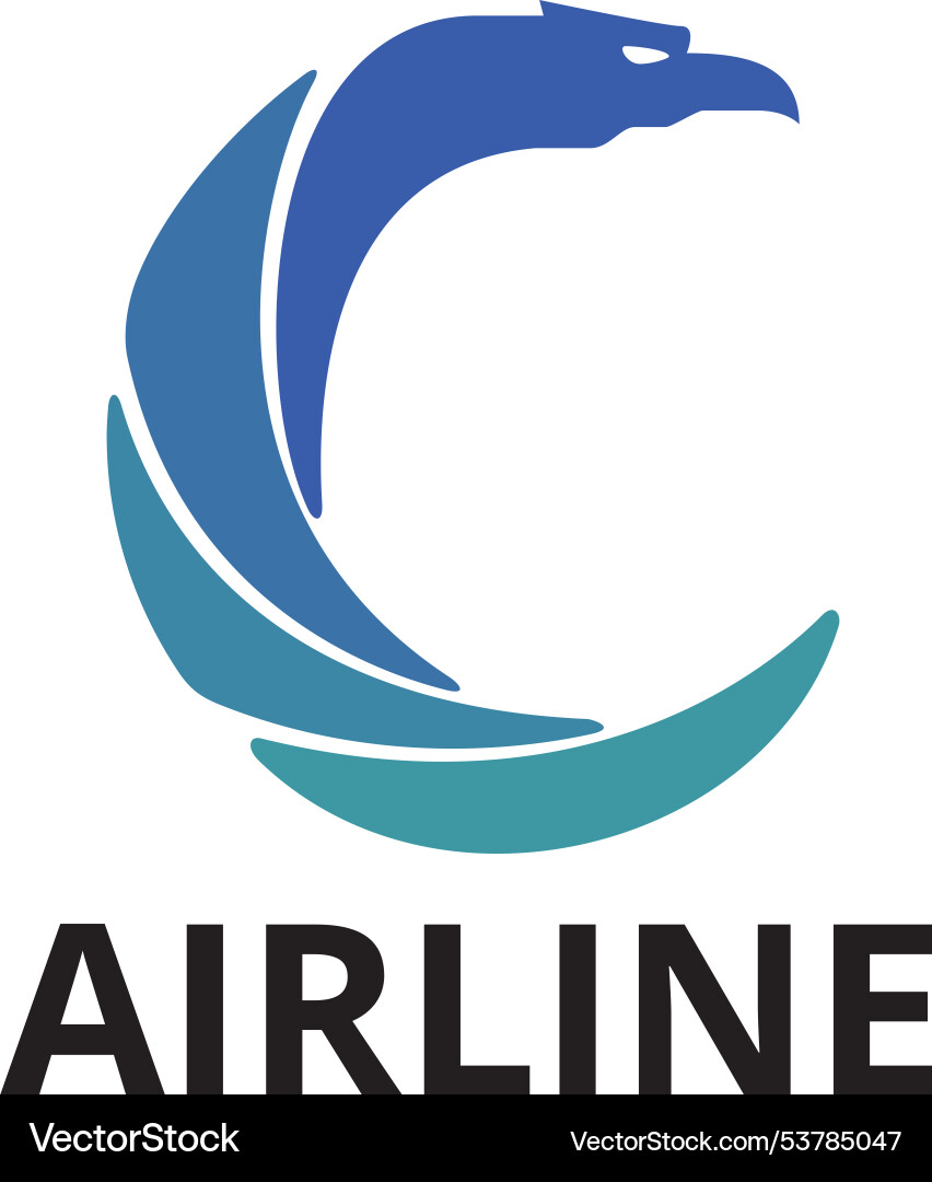 Letter c with majestic eagle head for airline Vector Image