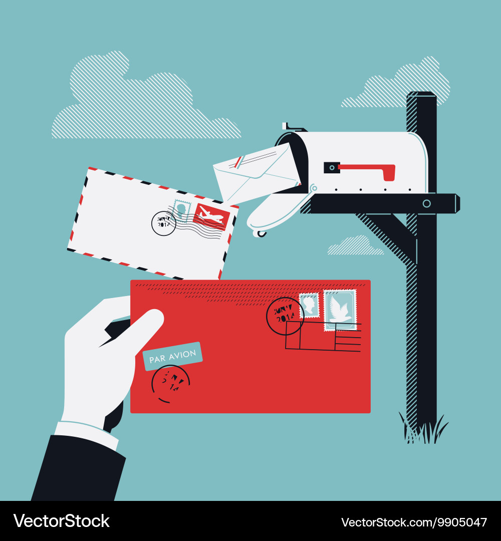 Mailbox and Letter Delivery Icon Royalty Free Vector Image