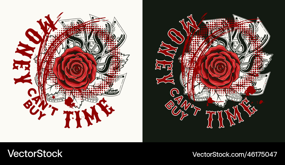 Money label with cash rose text Royalty Free Vector Image