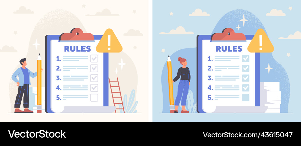 Rules and regulations document for employees Vector Image