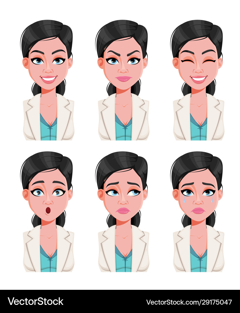Six Doctor Face Expressions Royalty Free Vector Image