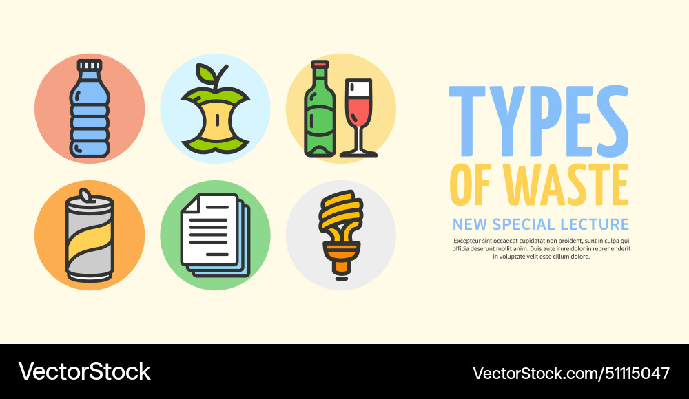 Types of waste special lecture recycle concept Vector Image