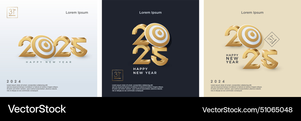 3d design happy new year 2025 with target numbers Vector Image