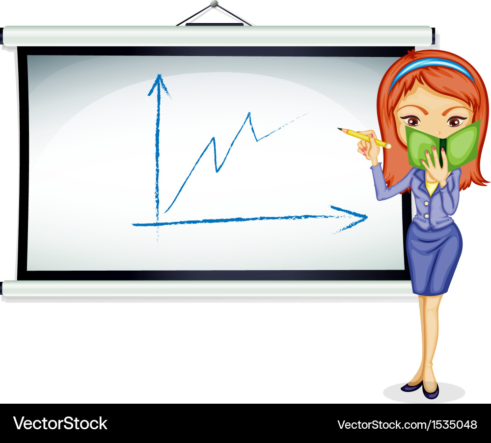 A young lady explaining chart Royalty Free Vector Image
