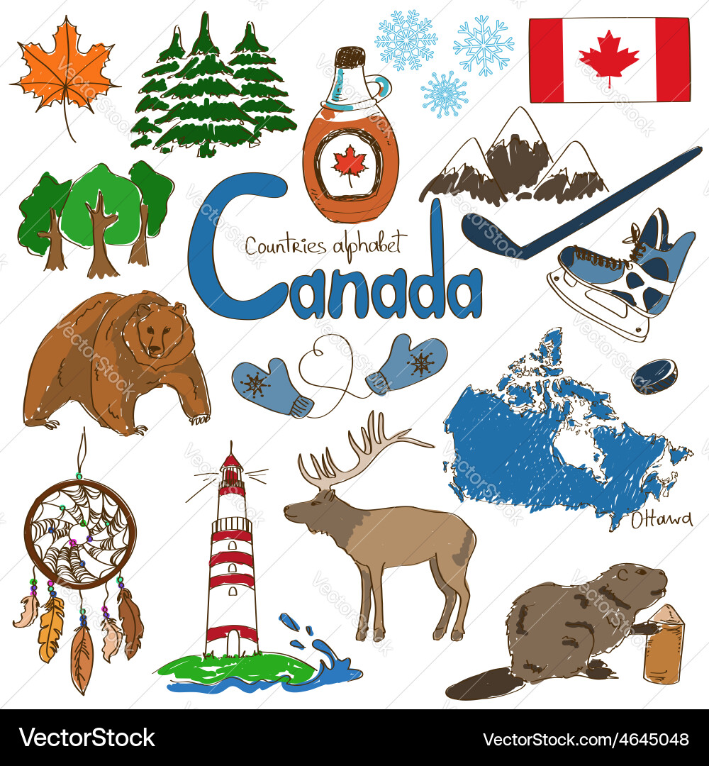 Collection of canada icons Royalty Free Vector Image