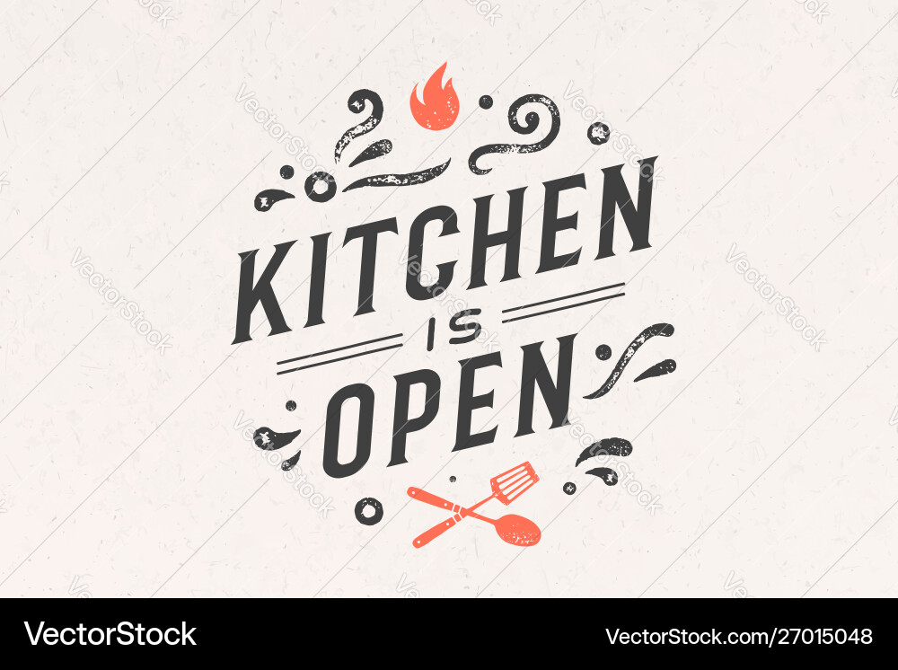 Kitchen open wall decor poster sign quote Vector Image