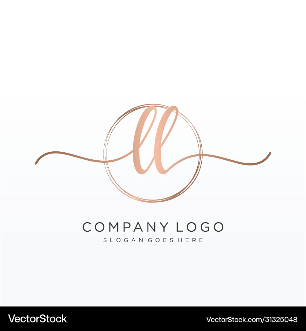 Ll initial handwriting logo design Royalty Free Vector Image