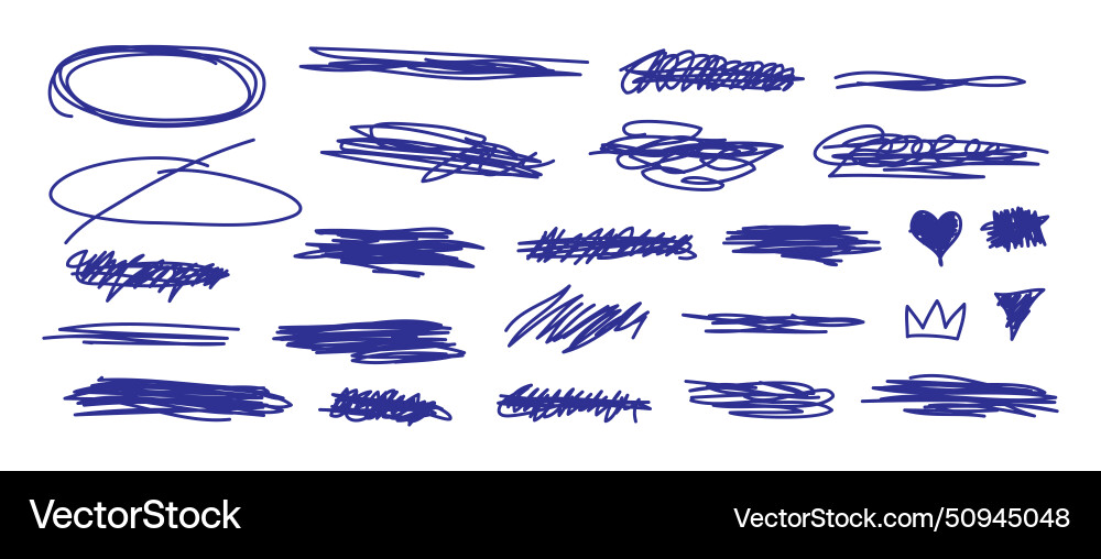 Set of hand drawn scribbles doodles lines Vector Image
