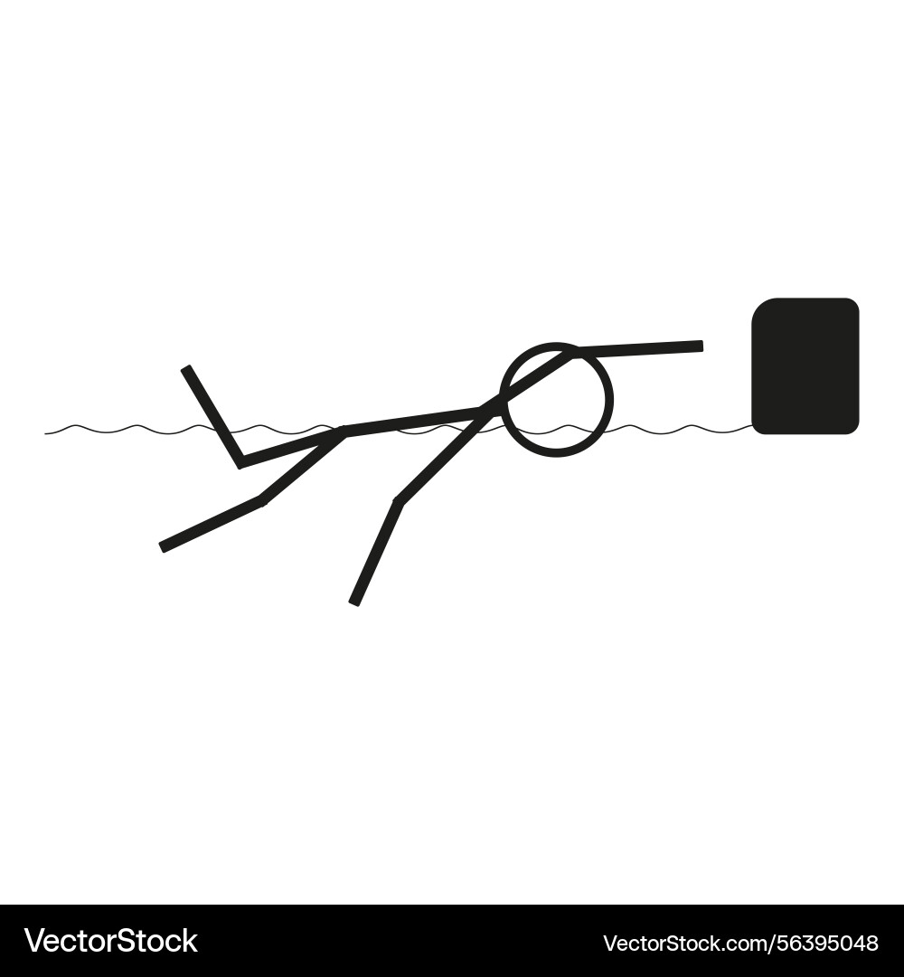 Swimming stick figure minimal drowning symbol Vector Image