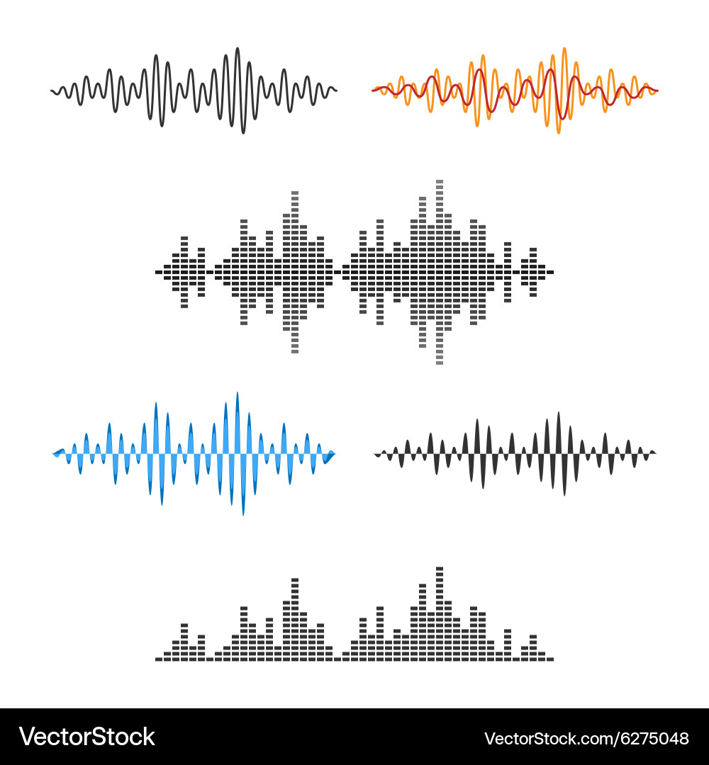Waveform shape soundwave audio wave graph set Vector Image
