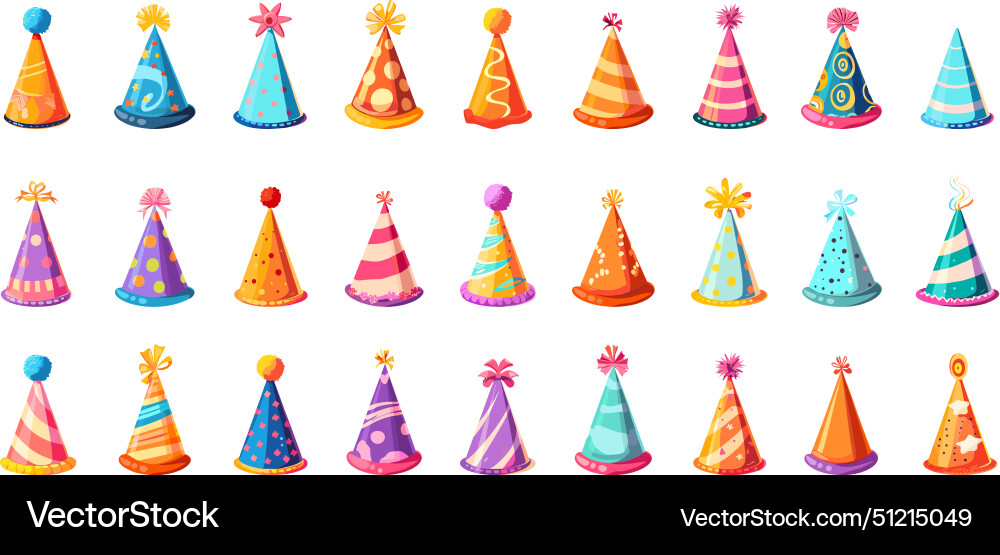 Cartoon birthday party caps bright colored Vector Image