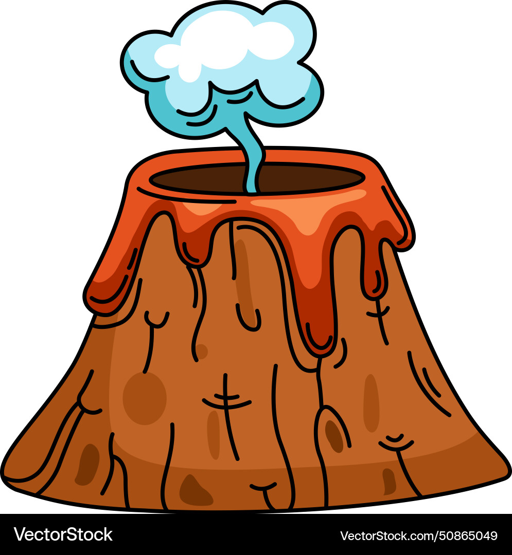 Colorful volcano outline white on background Vector Image