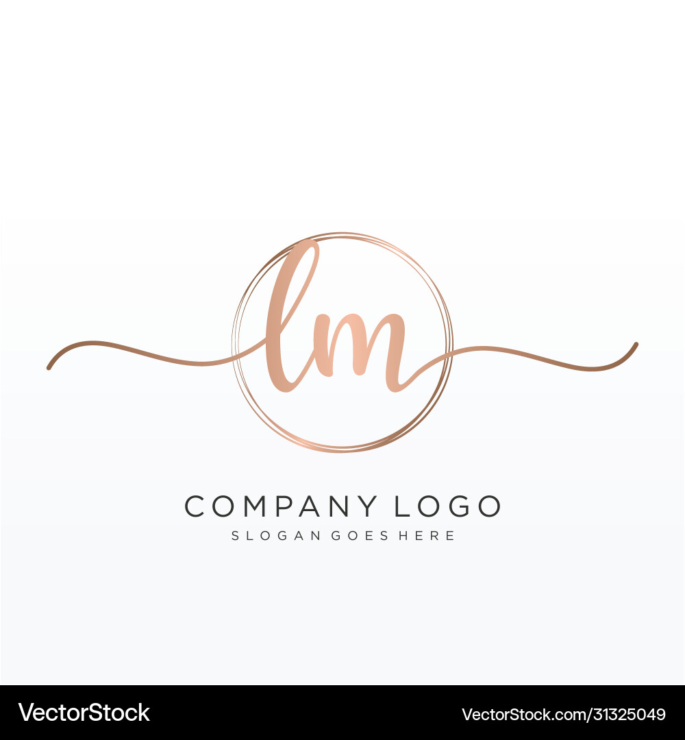 Lm initial handwriting logo design Royalty Free Vector Image