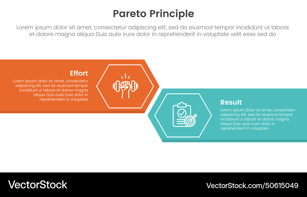 Pareto principle comparison or versus concept Vector Image