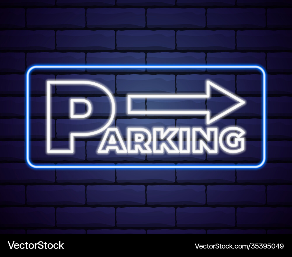 Parken Neon Schild Zone Design Template Lizenzfreier Vektor